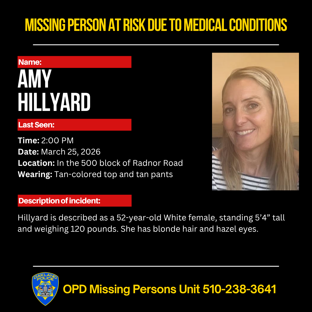 Missing Person Amy Hillyard | City of Oakland, CA